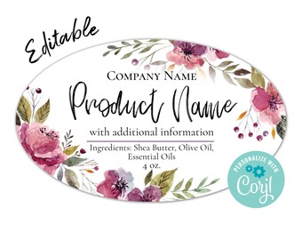 Editable Oval Labels for Jars Bottles Tins Homemade | Etsy