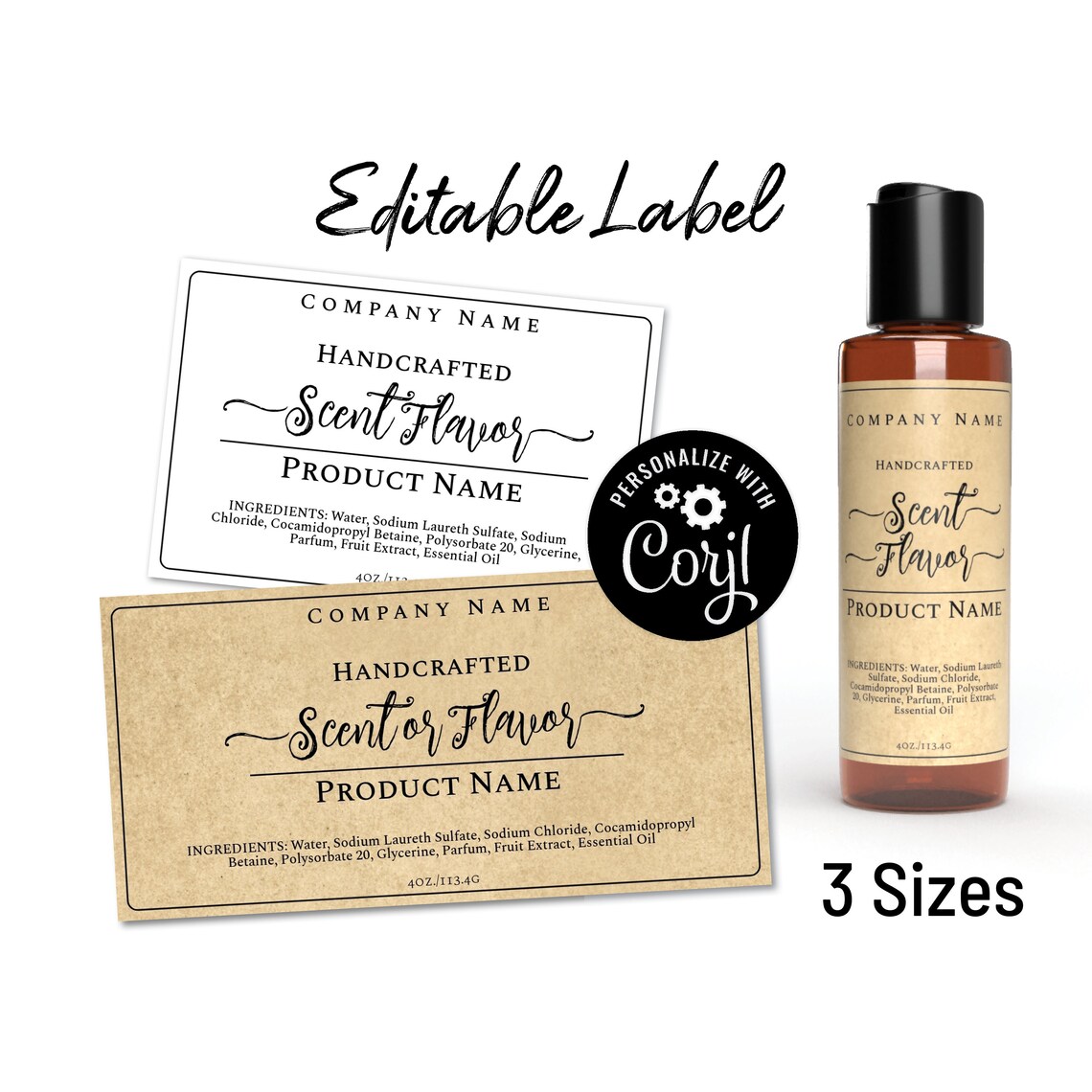 Simply Natural Rectangle Product Labels for Jars Liquid Hand - Etsy