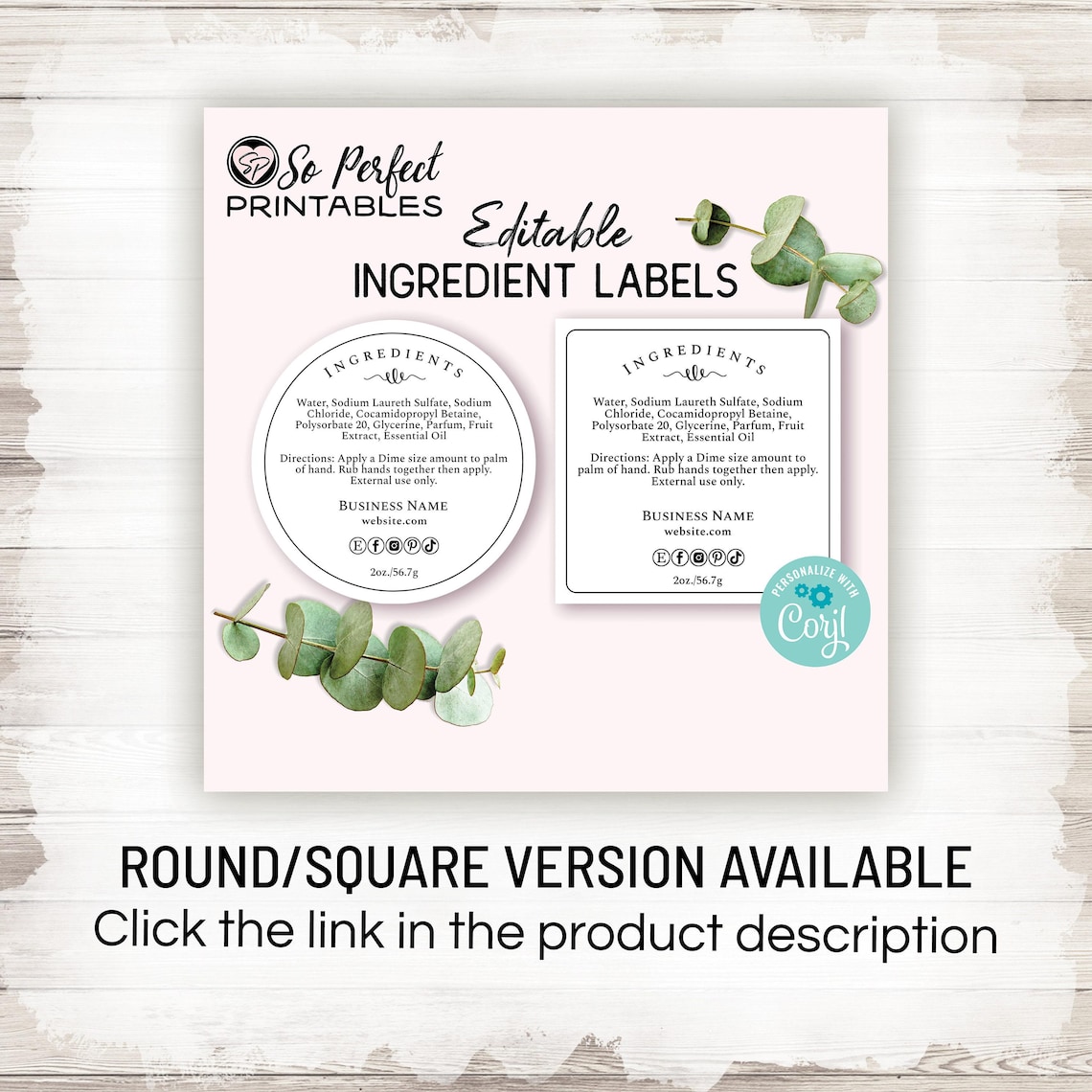 Oval Ingredient Label Template, Custom Product Packaging Sticker ...