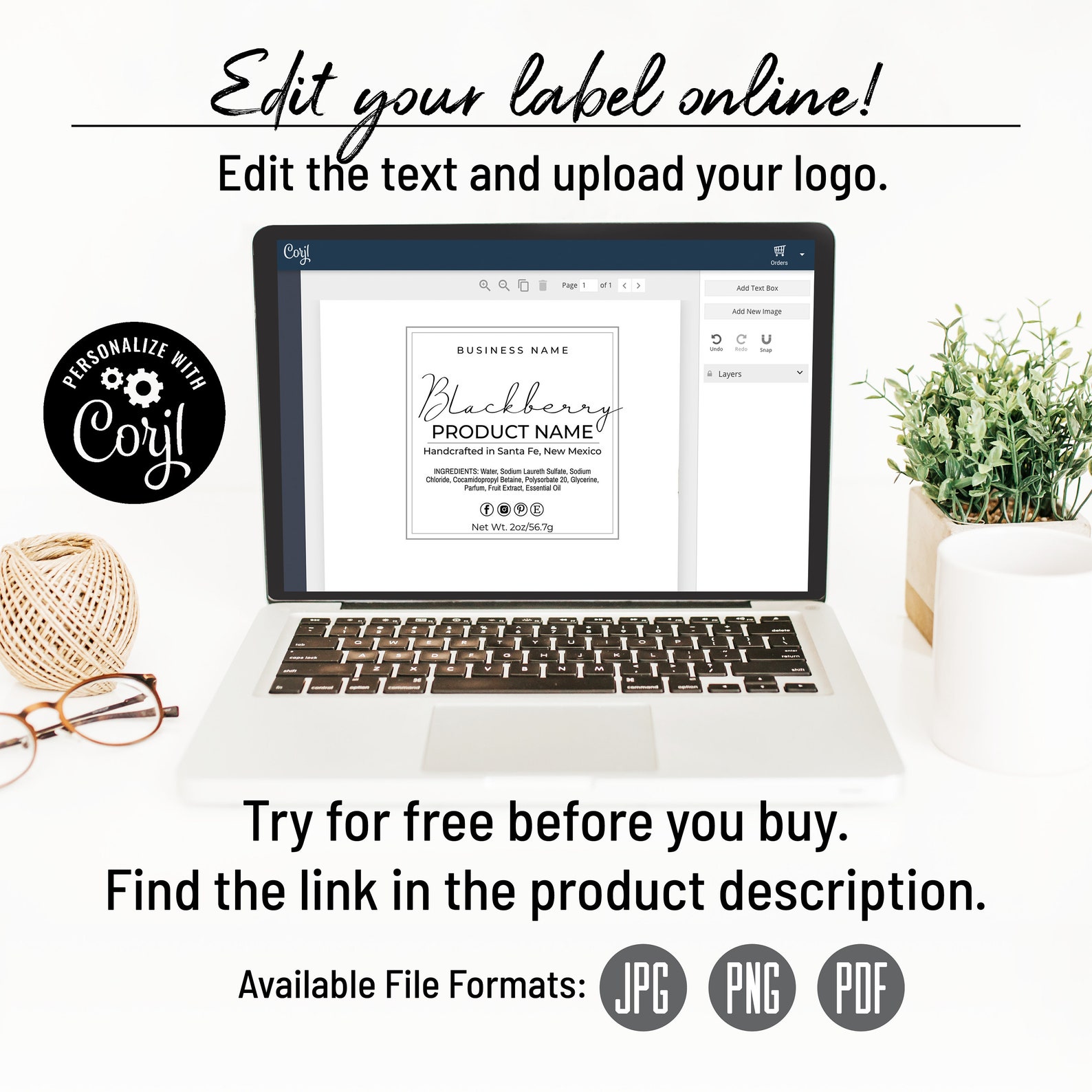 2 & 3 Square Product Label Template. Labels for - Etsy