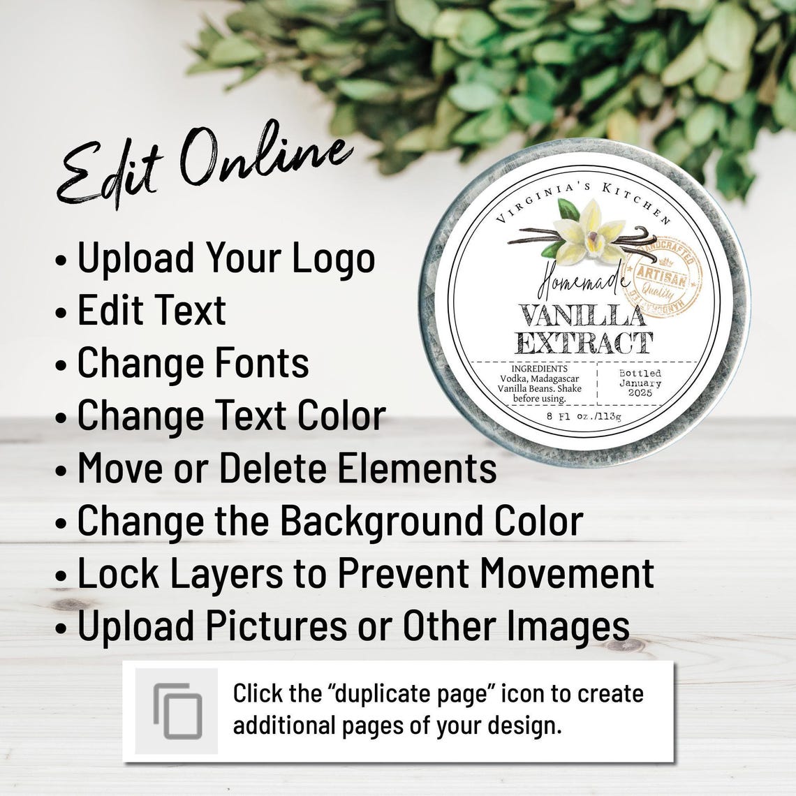 Vanilla Extract Label Template, Homemade Vanilla Label, Round Labels ...