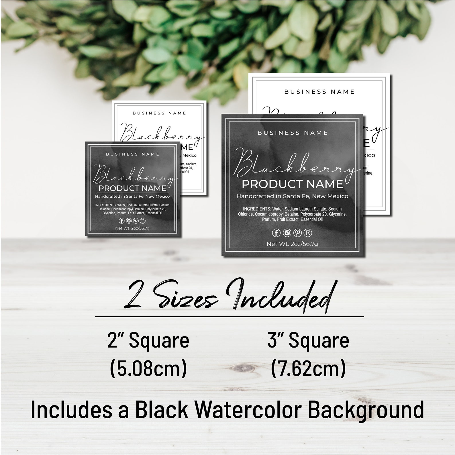 2 & 3 Square Product Label Template. Labels for - Etsy