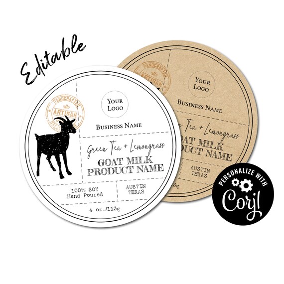 Goat Milk Editable Circle Label Template Custom Digital - Etsy