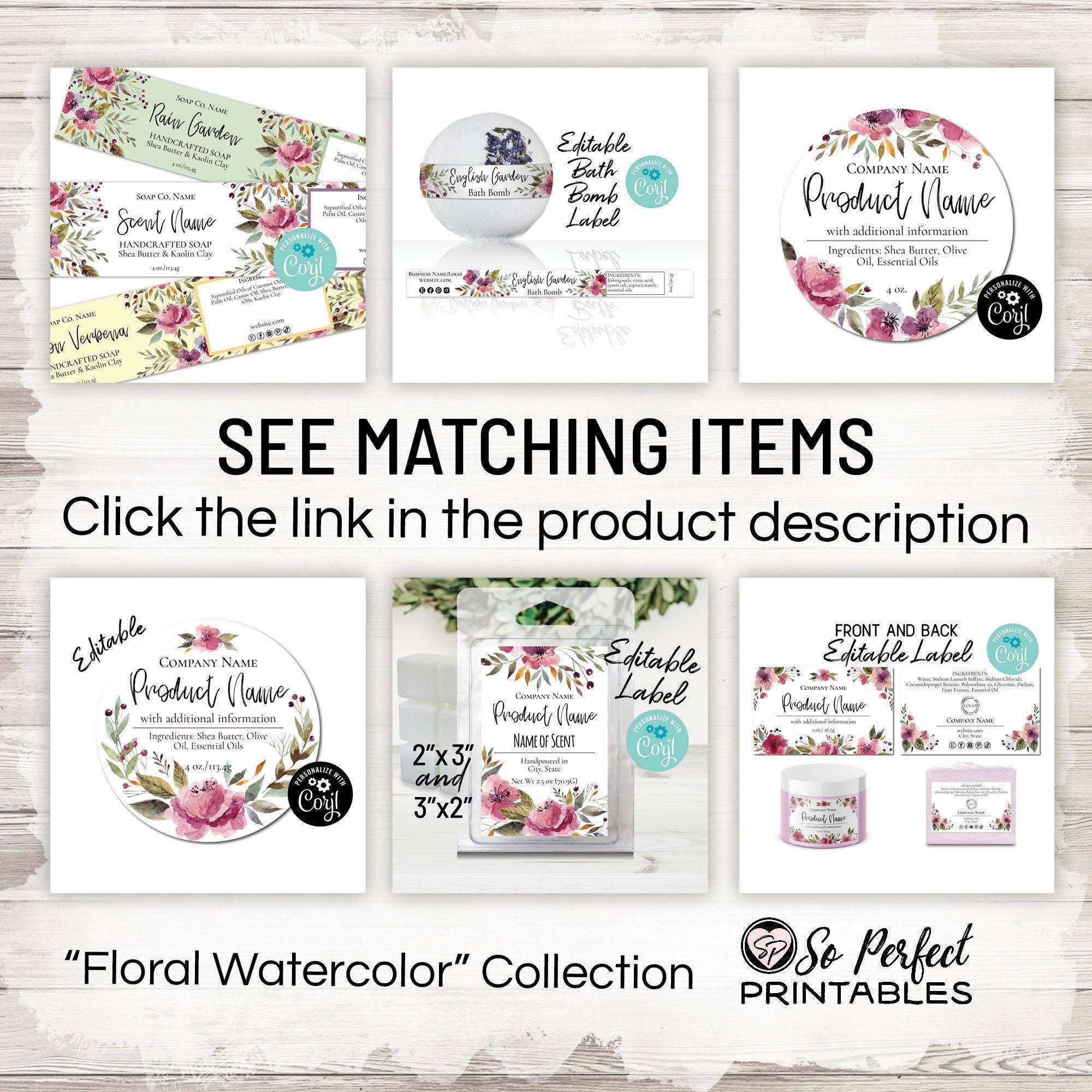 Editable Square Label Template, Floral Watercolor. Customize Online ...