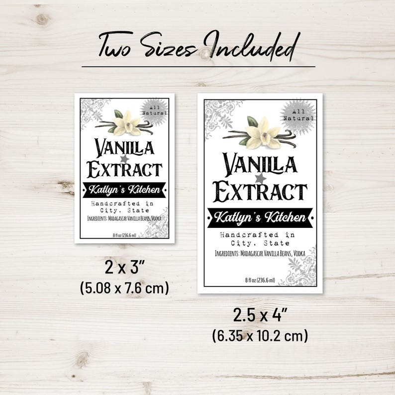 Homemade Vanilla Label, Vanilla Extract Label Template, Vanilla Labels ...