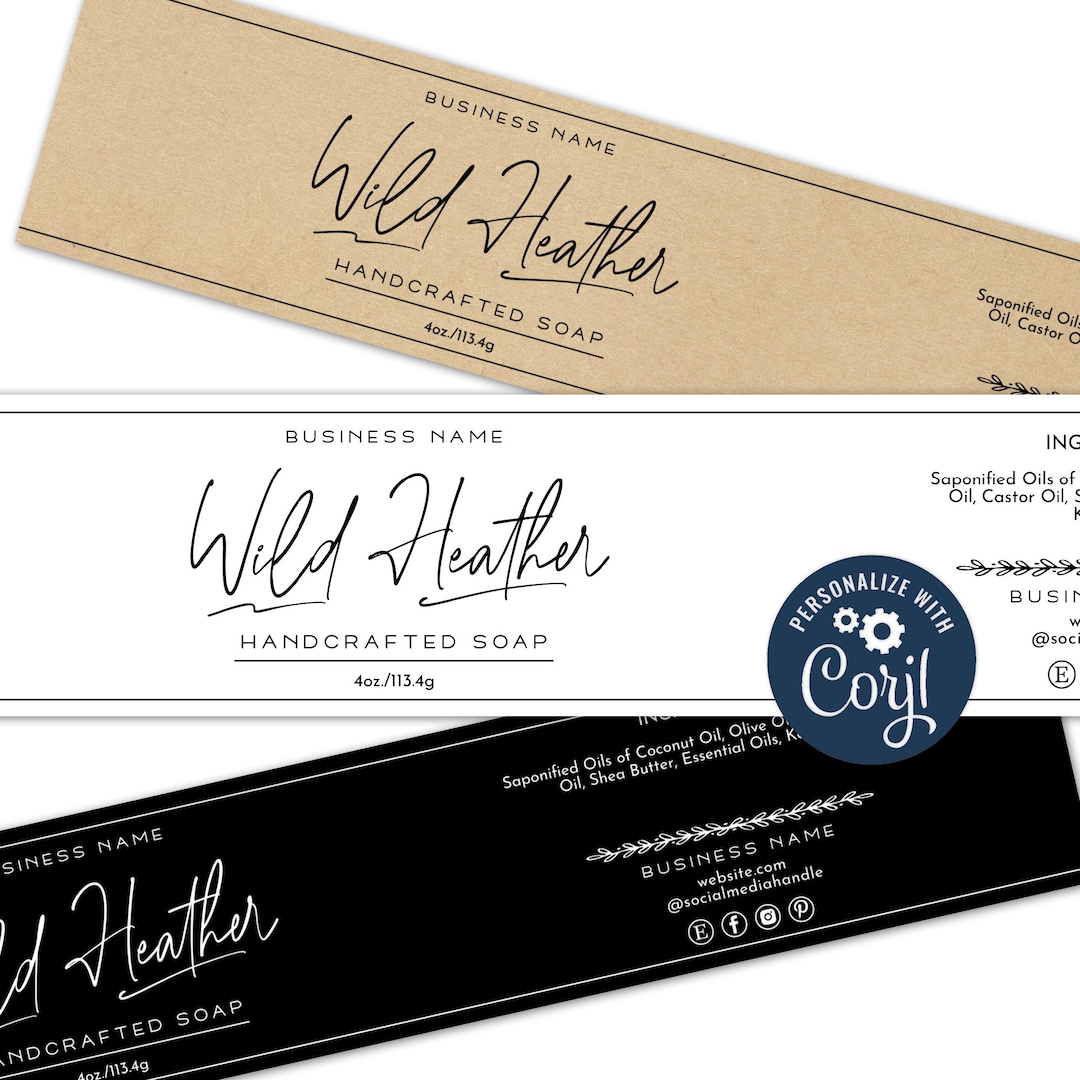 Soap Labels Template. Printable Custom Wrap Around Label. Elegant and ...