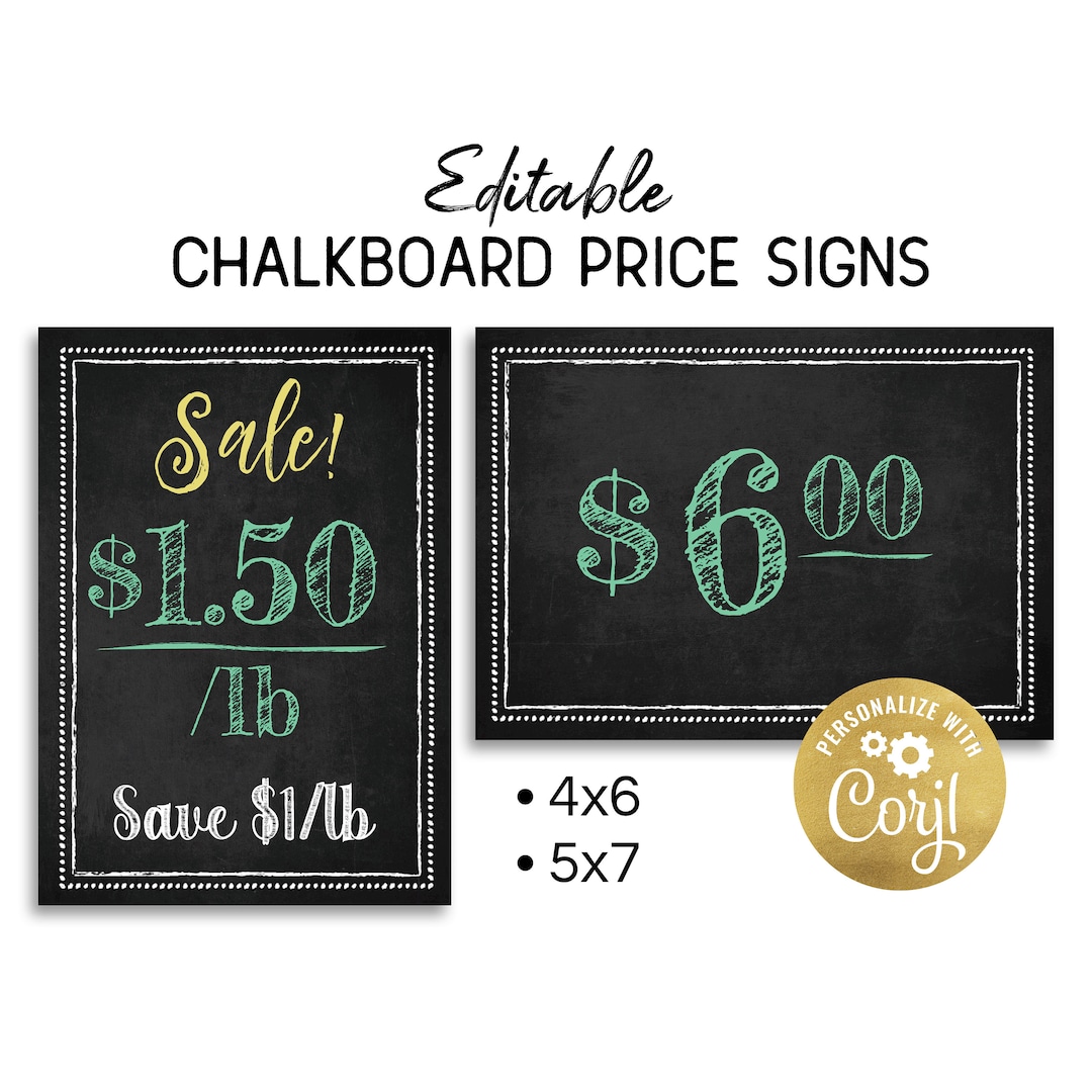 Price List Template, Custom Chalkboard Small Business Price Sign 4x6 ...
