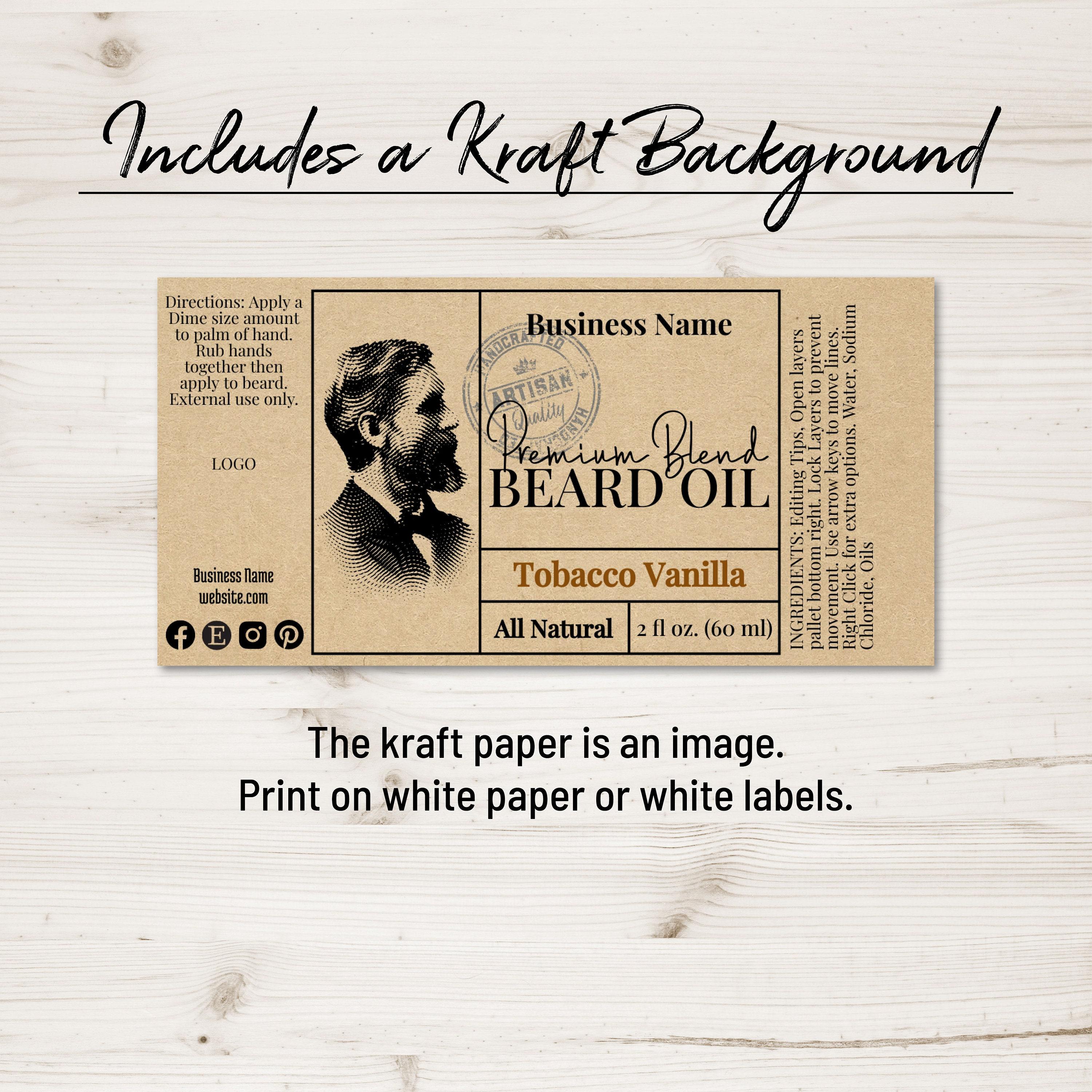 Beard Oil Bottle Label Template With Bearded Man. Customize Online ...