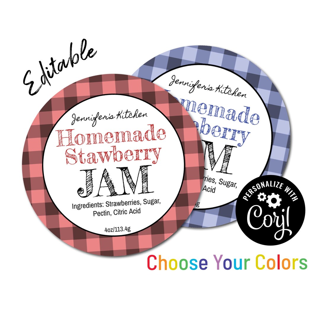 Jam Label Printable for Mason Jars, Homemade BBQ, Jam, Jelly, Canning ...