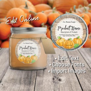 Fall Pumpkin on Wood Editable Label. Round Sticker Template. Edit ...
