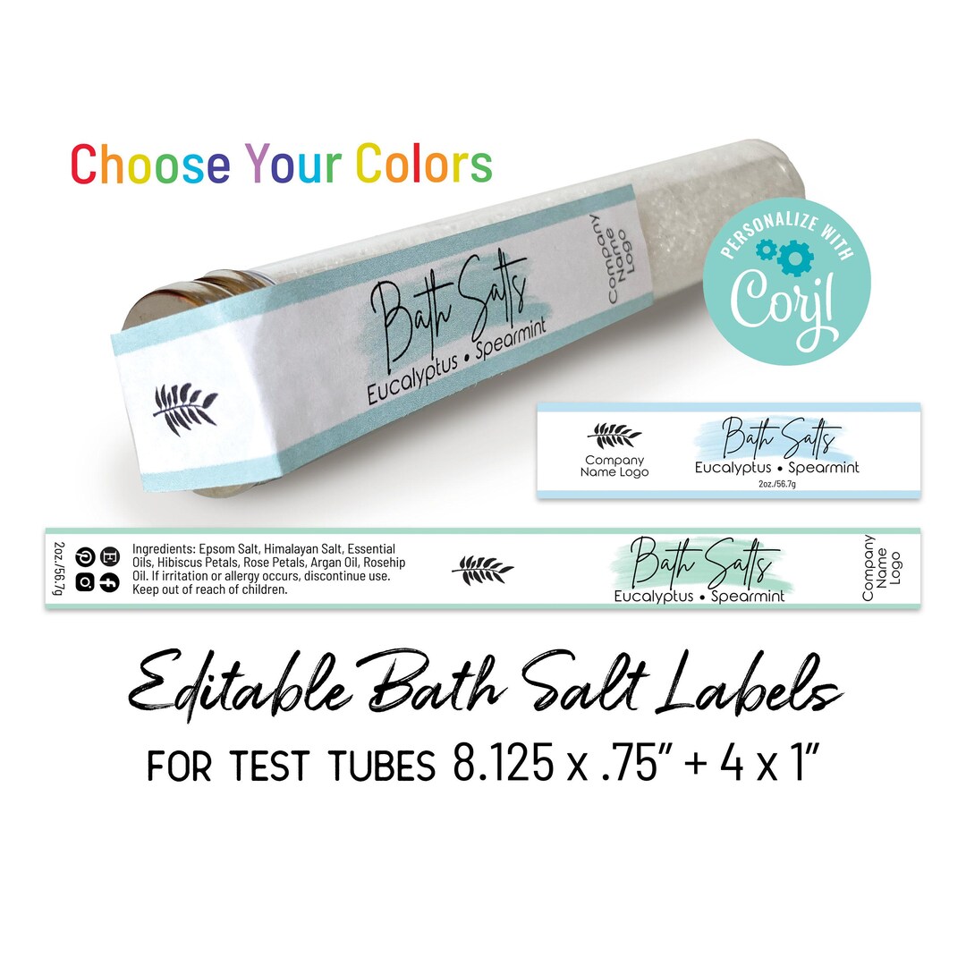 Editable Bath Salt Label Template, Painted Swash. Printable Labels for ...