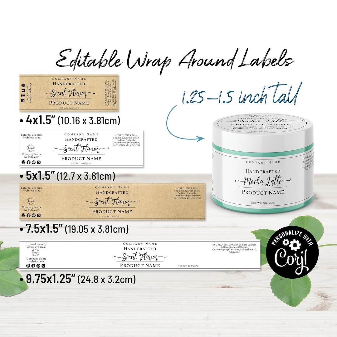 Wrap Around Label Template for Jars, 2, 4, 6, 8oz Jar Label Template ...