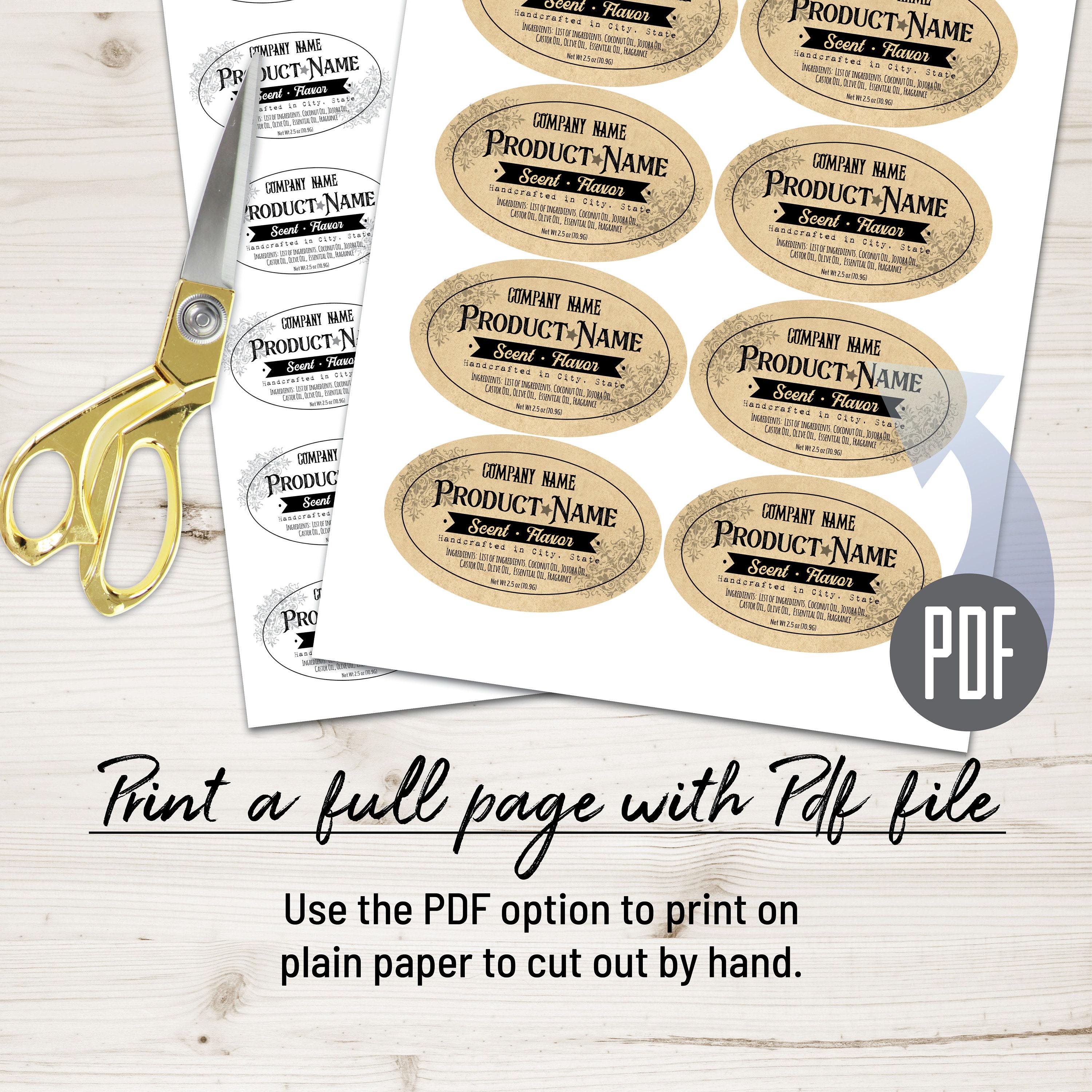 Editable Oval Labels for Jars, Bottles, Tins, Homemade Products ...