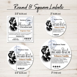 Bearded Man Bottle Label Template Bundle. Wrap Around Jar Labels, Round ...