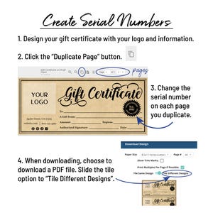 Editable Gift Certificate Template on Kraft - Serial Numbers ...