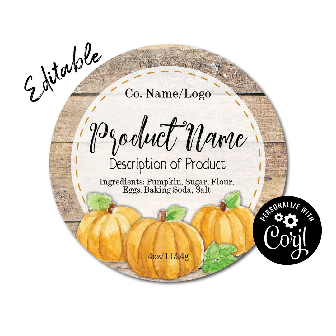 Fall Pumpkin on Wood Editable Label. Round Sticker Template. Edit ...