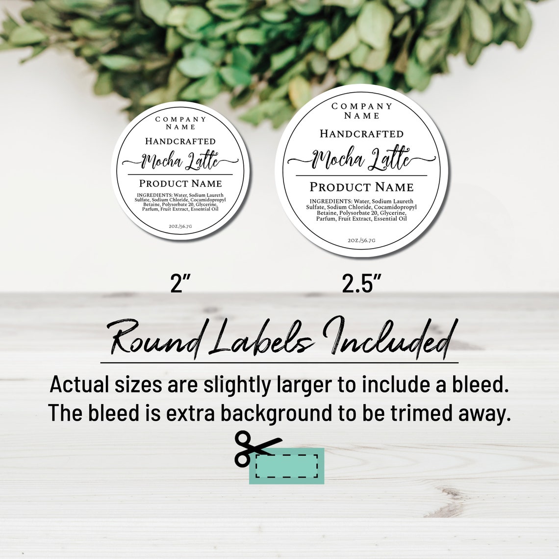 Small Jar Label Set Front & Back Round Label Template - Etsy