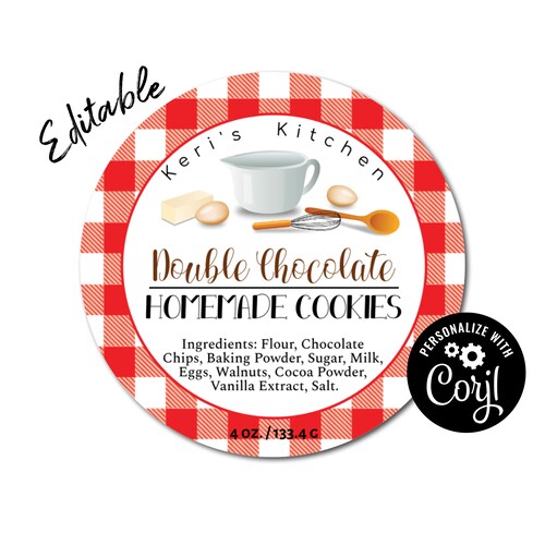 Homemade Baking Label. Editable Circle Sticker Template. - Etsy