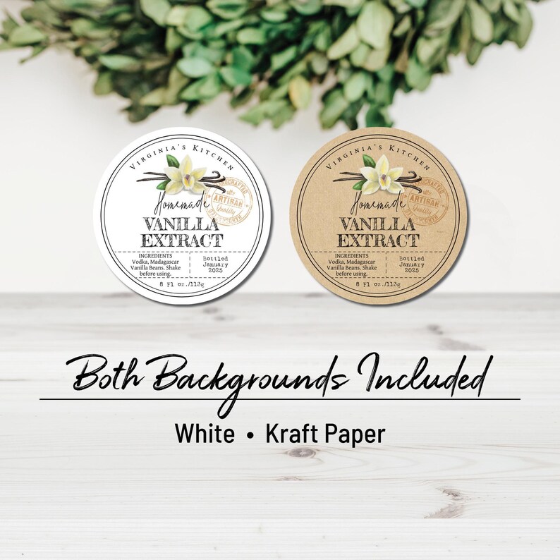 Vanilla Extract Label Template, Homemade Vanilla Label, Round Labels ...