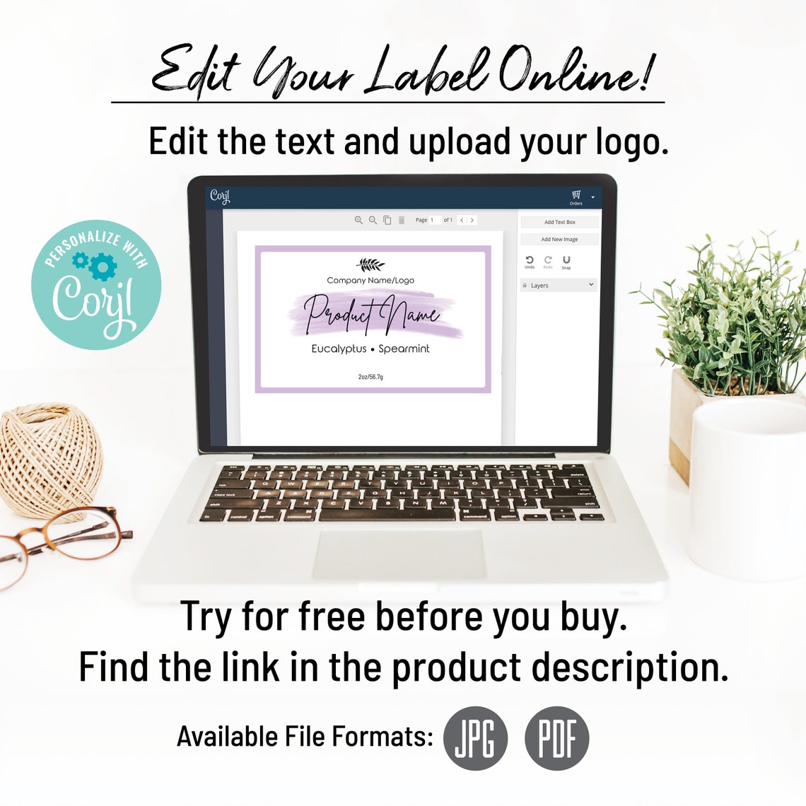 Small Jar Label Front & Back Editable Label Template. - Etsy