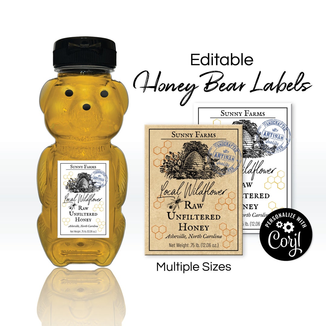Honey Bear Label Template. Vintage Labels for Honey Bear Containers ...