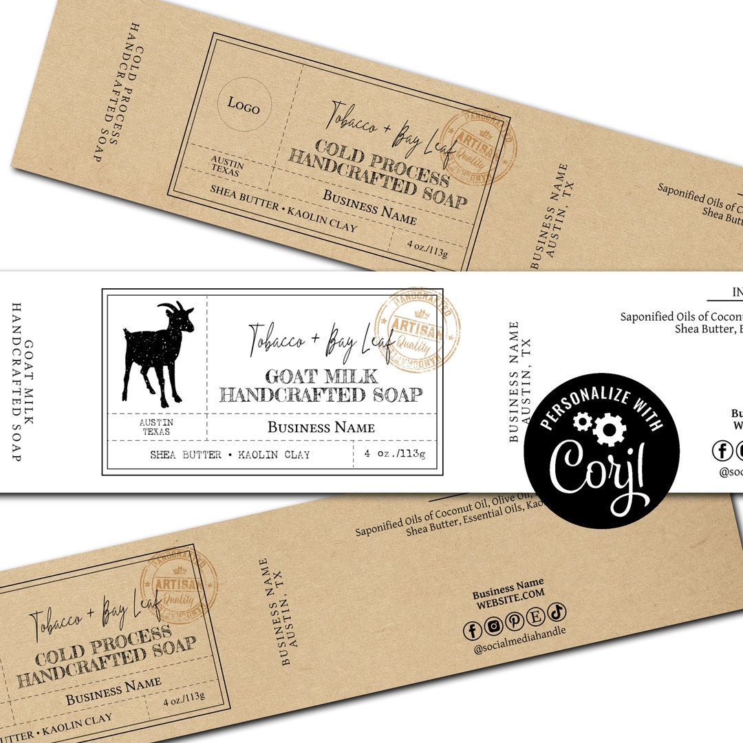 Goat Milk Soap Labels, Editable Soap Template. Soap Packaging ...