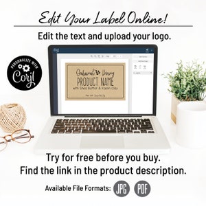 Small Jar Label, Front & Back Editable Label Template. Personalize ...