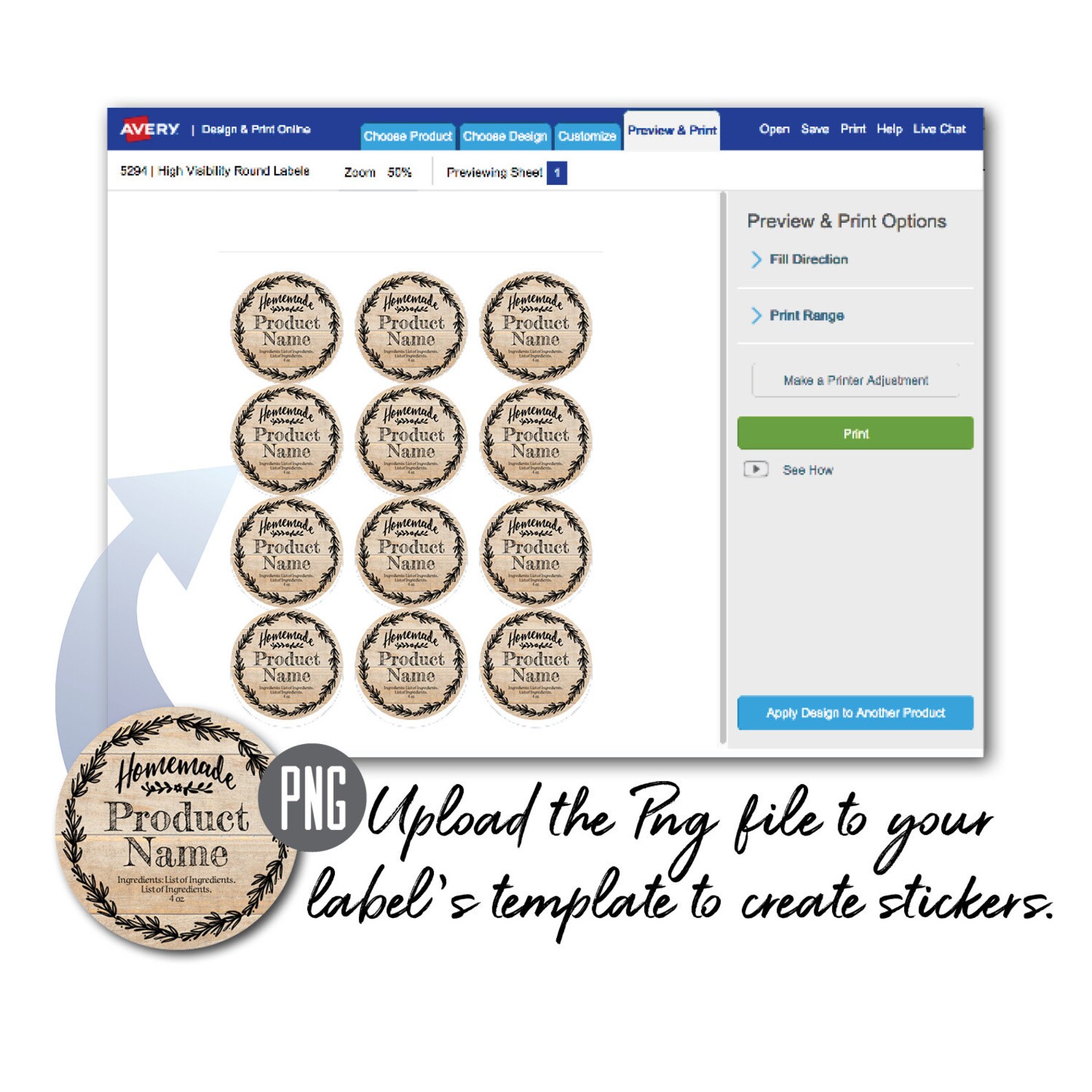 Homemade Natural Wood Round Label. Edit Product Label Template - Etsy