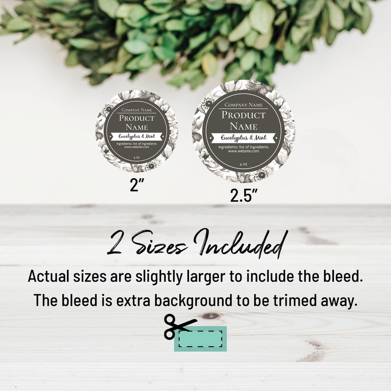 Round Product Label Etched Flowers. Edit Product Label - Etsy