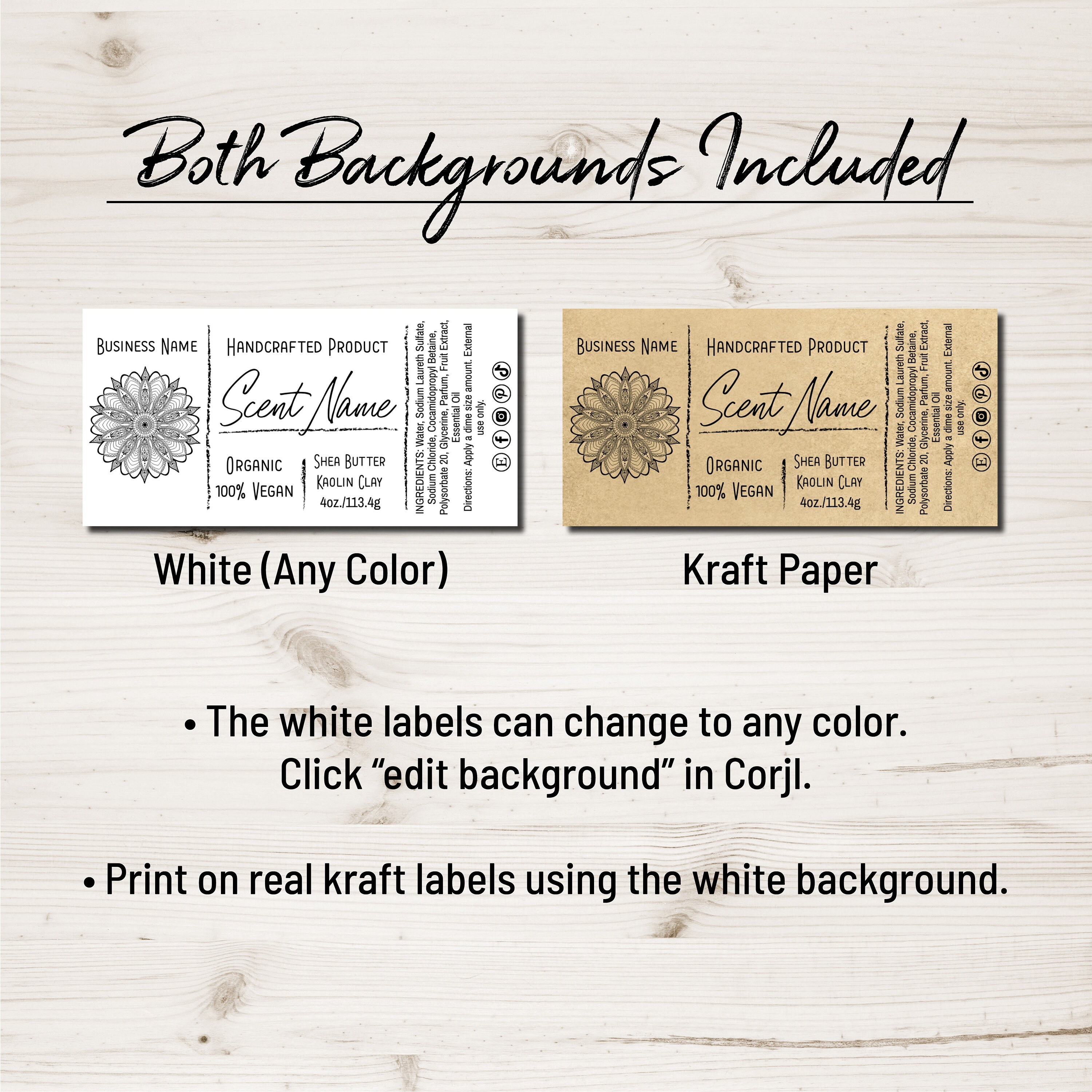 Amber Bottle Jar Label Template Mandala Design. Edit - Etsy