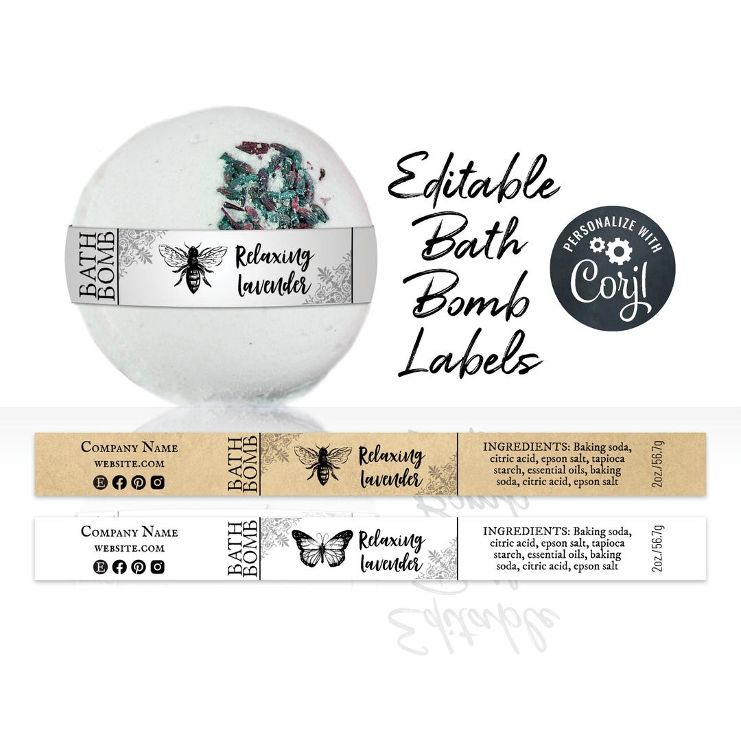 Editable Bath Bomb Label Template, Apothecary Bee Design. Printable ...