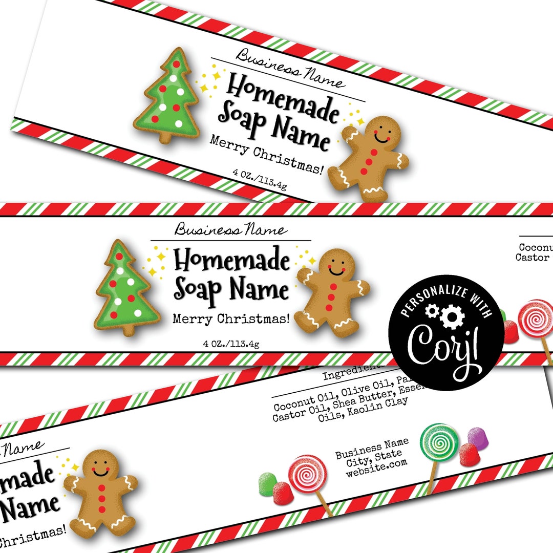 Christmas Soap Label. Holiday Sweets Editable Template. Printable Xmas ...