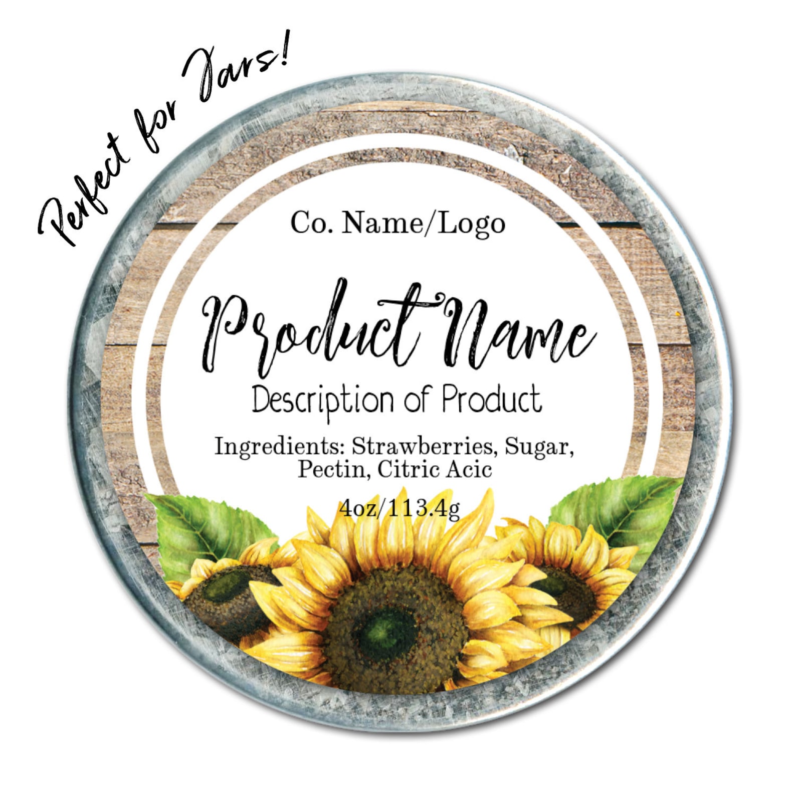 Sunflower Product Label Template. Custom Homemade Product | Etsy
