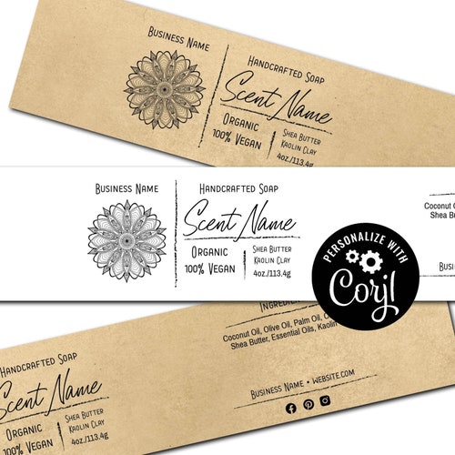 Editable Soap Label Template Diy Custom Soap Label Design Bath Etsy