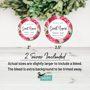 Editable Circle Label Template, Custom Floral Digital Product Sticker ...