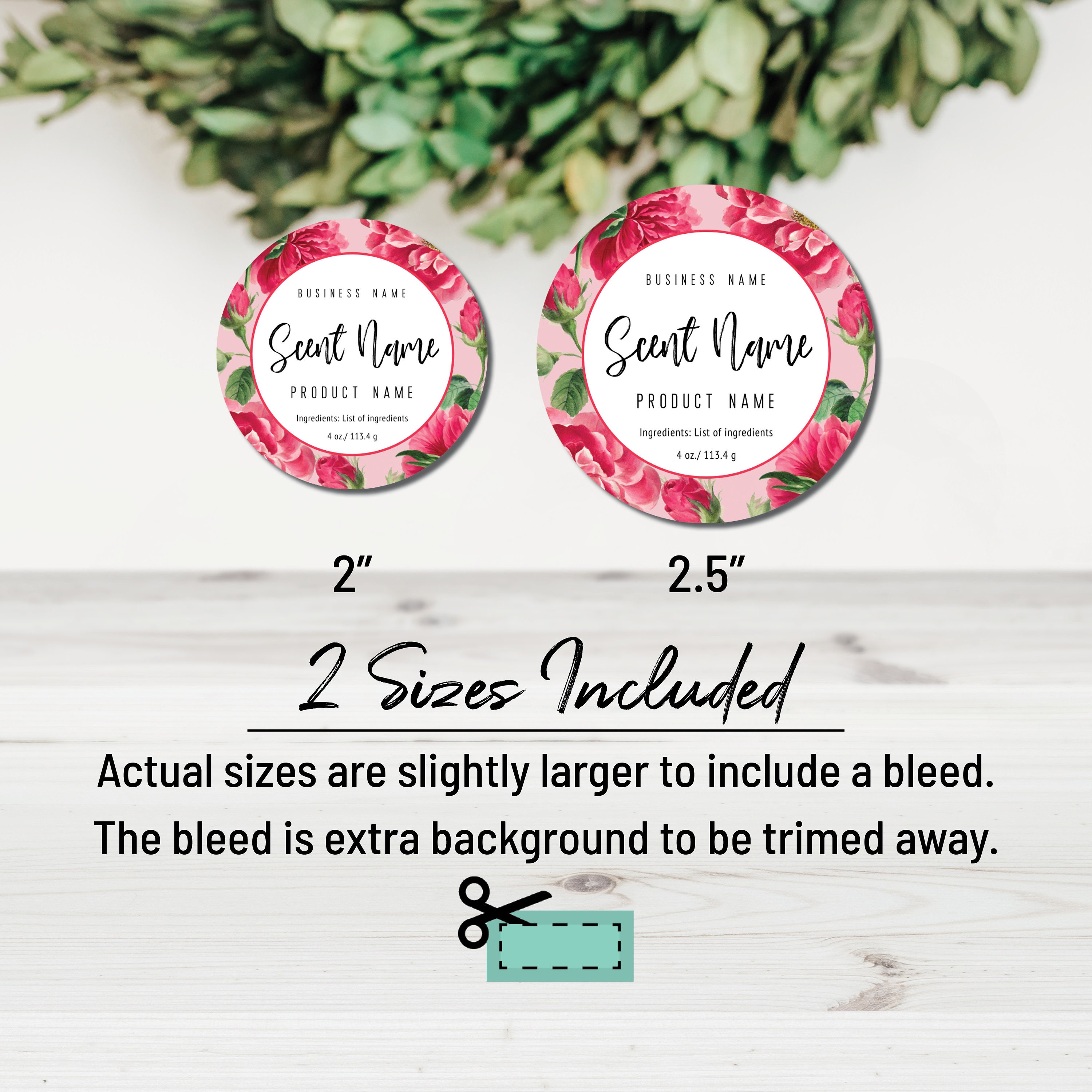 Editable Circle Label Template Custom Floral Digital Product | Etsy Canada