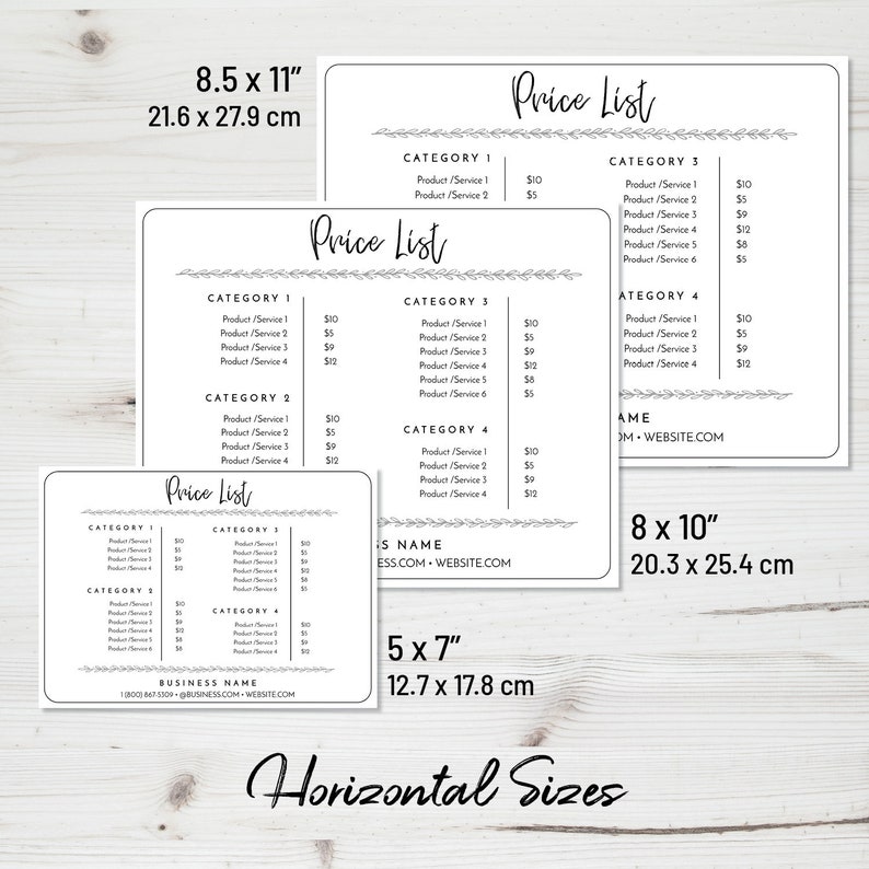 Editable Business Price List. Printable Store Price Sign for | Etsy