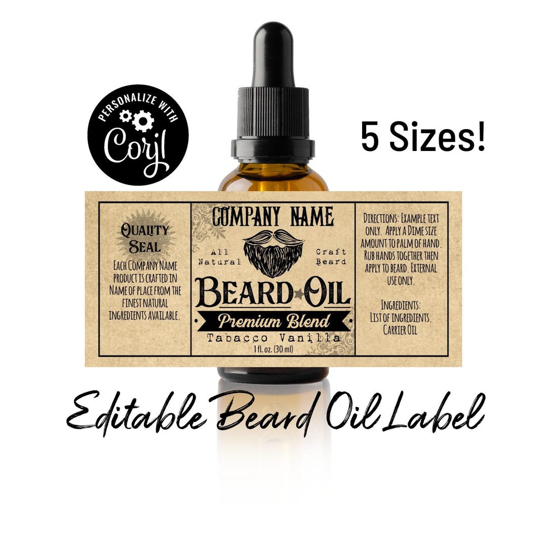 Beard Oil Bottle Label Template. Customize W/ Corjl Online. Download ...