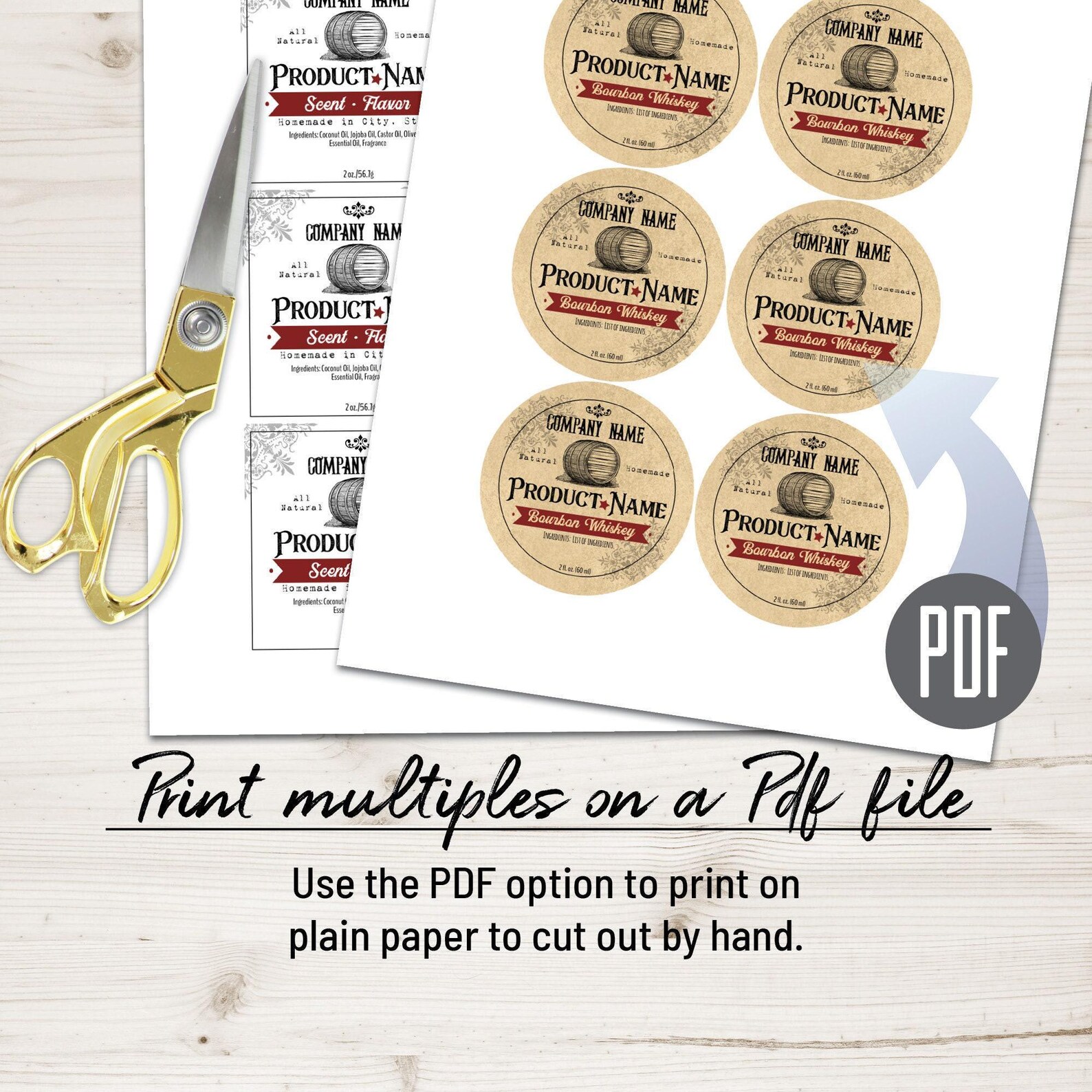 Whiskey Barrel Sticker Template. Editable Circle Label for Jars ...