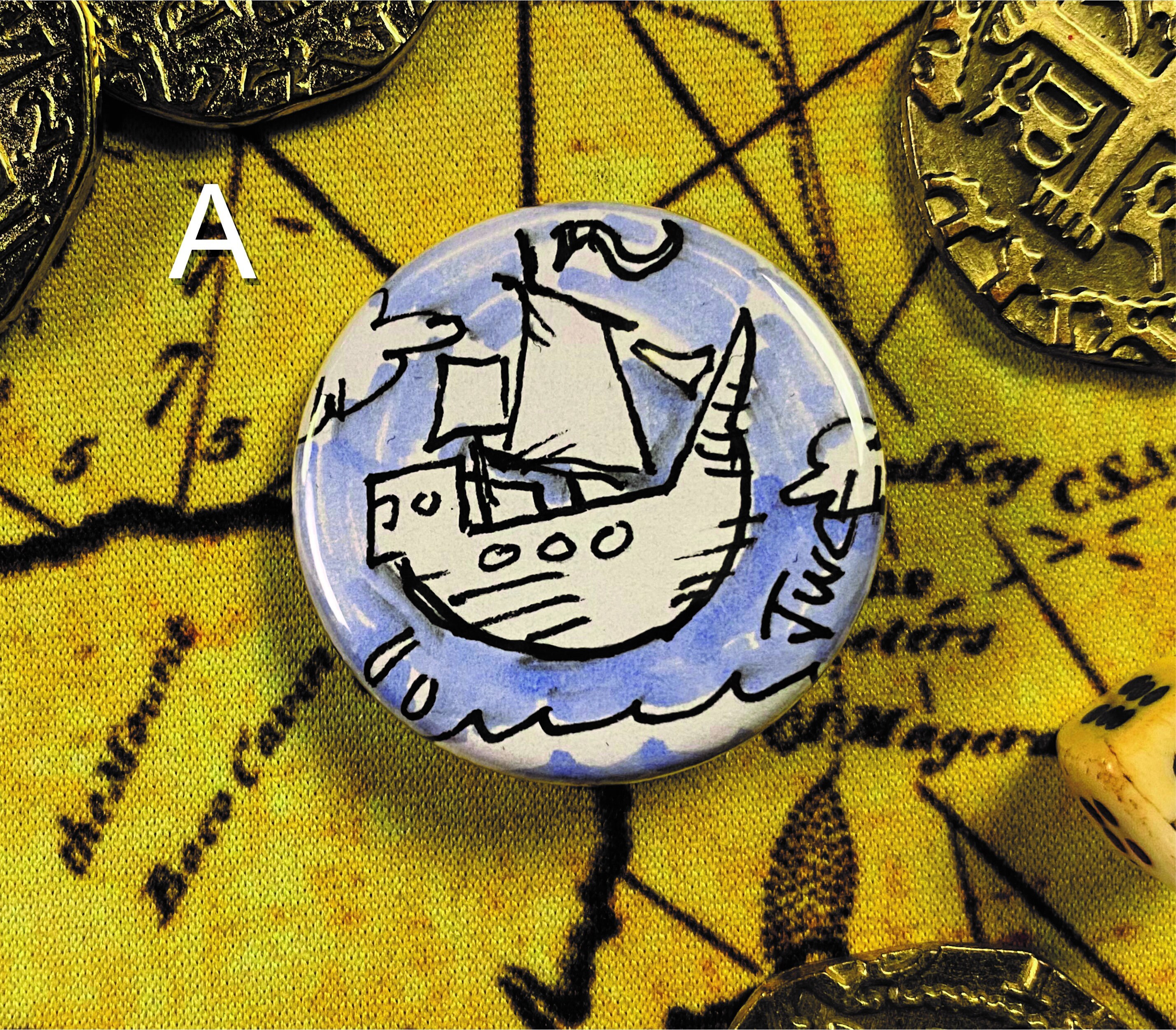 Hand Drawn Buttons (original Art) - Etsy