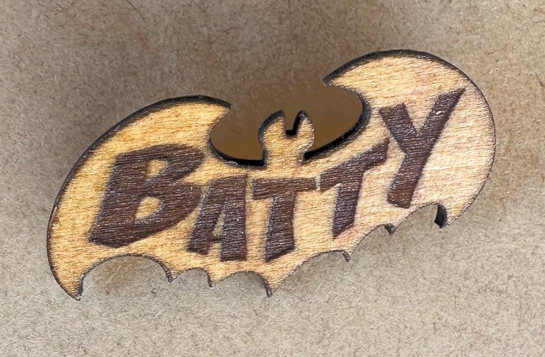 Handmade batty Wooden Pin Laser Cut and Engraved - Etsy