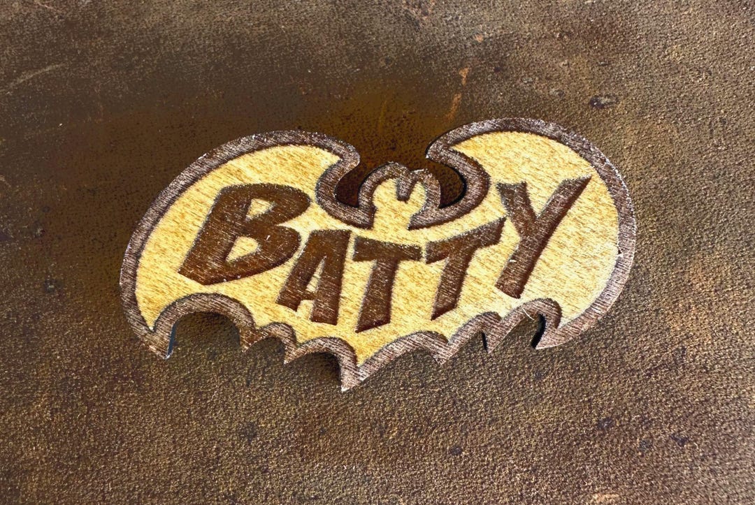 Handmade batty Wooden Pin Laser Cut and Engraved - Etsy