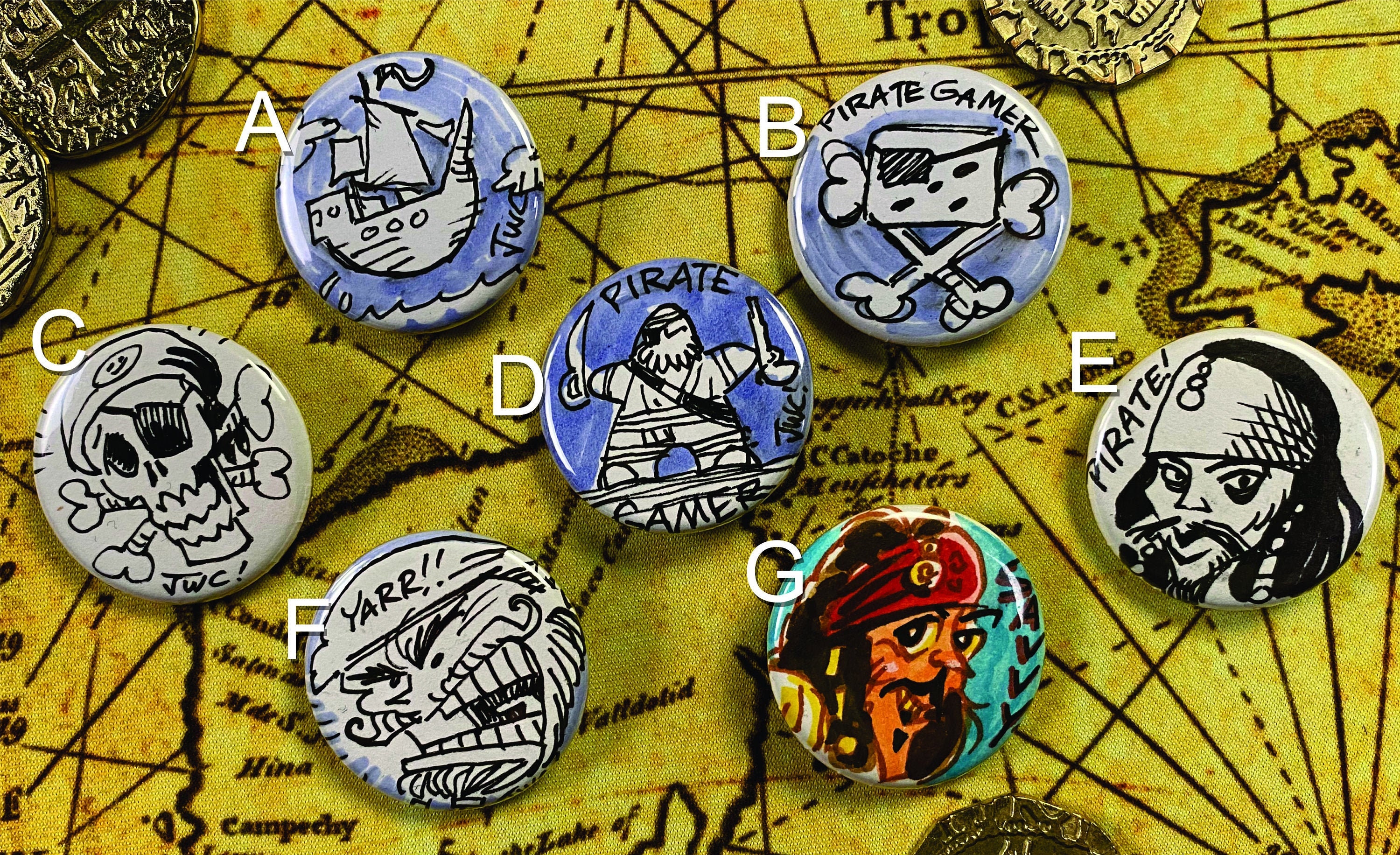 Hand Drawn Buttons (original Art) - Etsy