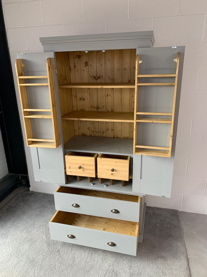 Narrow 3ft (90cm) Bespoke Handmade and Painted Kitchen Larder/storage ...