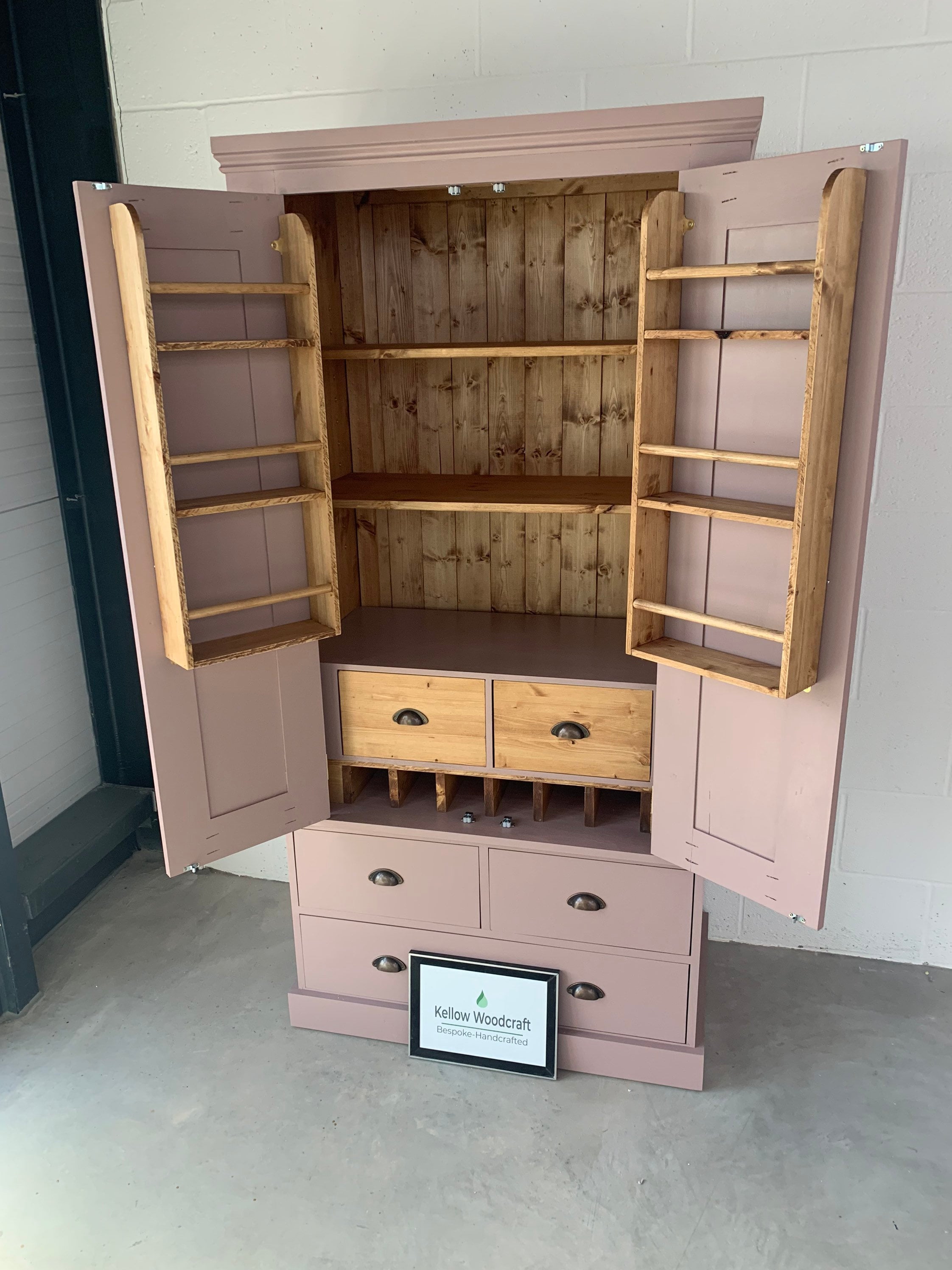 Narrow 3ft (90cm) Bespoke Handmade and Painted Kitchen Larder/storage ...
