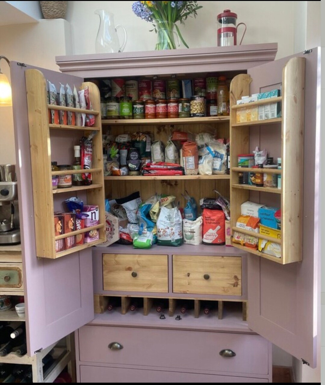 Narrow 3.5ft 105cm Bespoke Handmade and Painted Kitchen Larder/storage ...