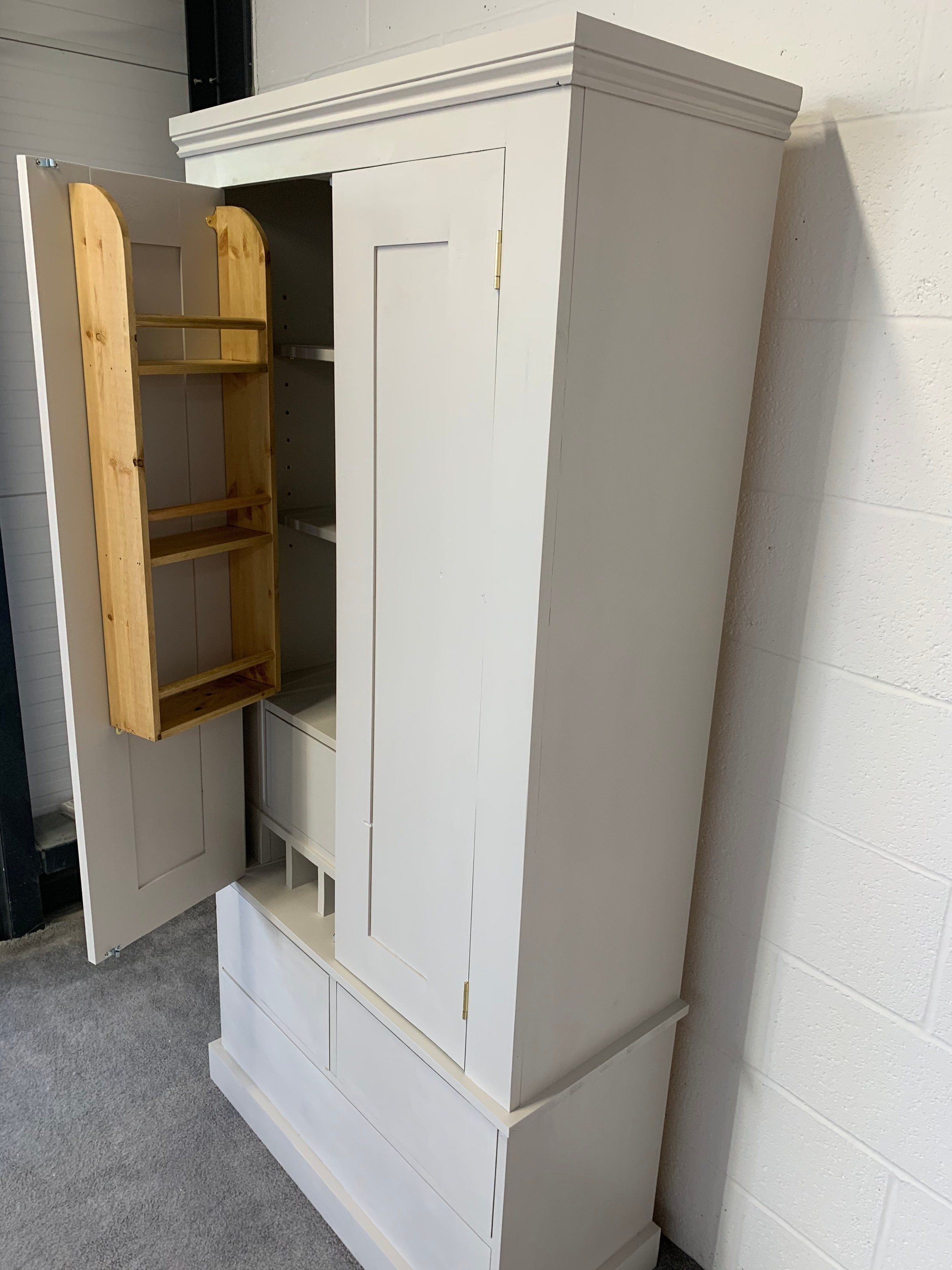 Narrow 3ft (90cm) Bespoke Handmade and Painted Kitchen Larder/storage ...