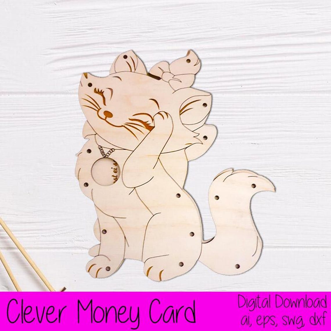 Clever Money CAT With Personalized Engraving | Digital Files - Etsy
