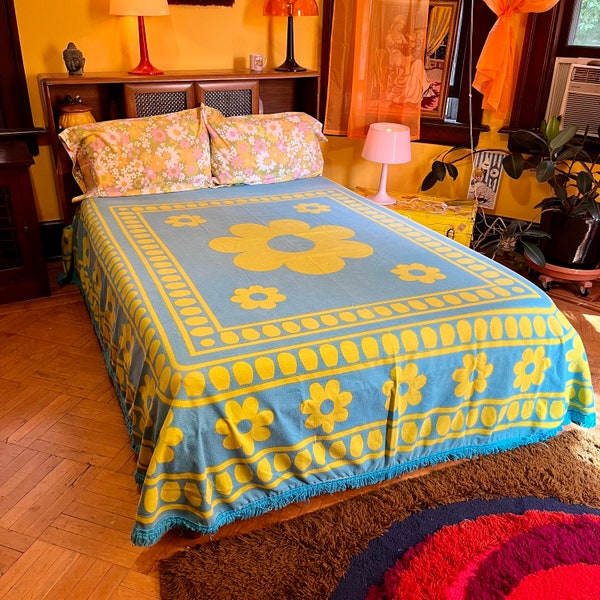 Vintage Floral Bedspread 1960s - Etsy