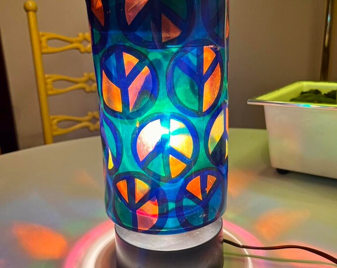 Vintage 1970s Groovy Rare Peace Sign Rotating Heat Lamp // 70s Colorful ...
